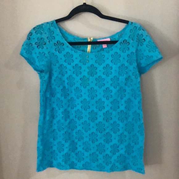 Lilly Pulitzer | Tops | Lilly Pulitzer Blue Lace Top | Poshmark